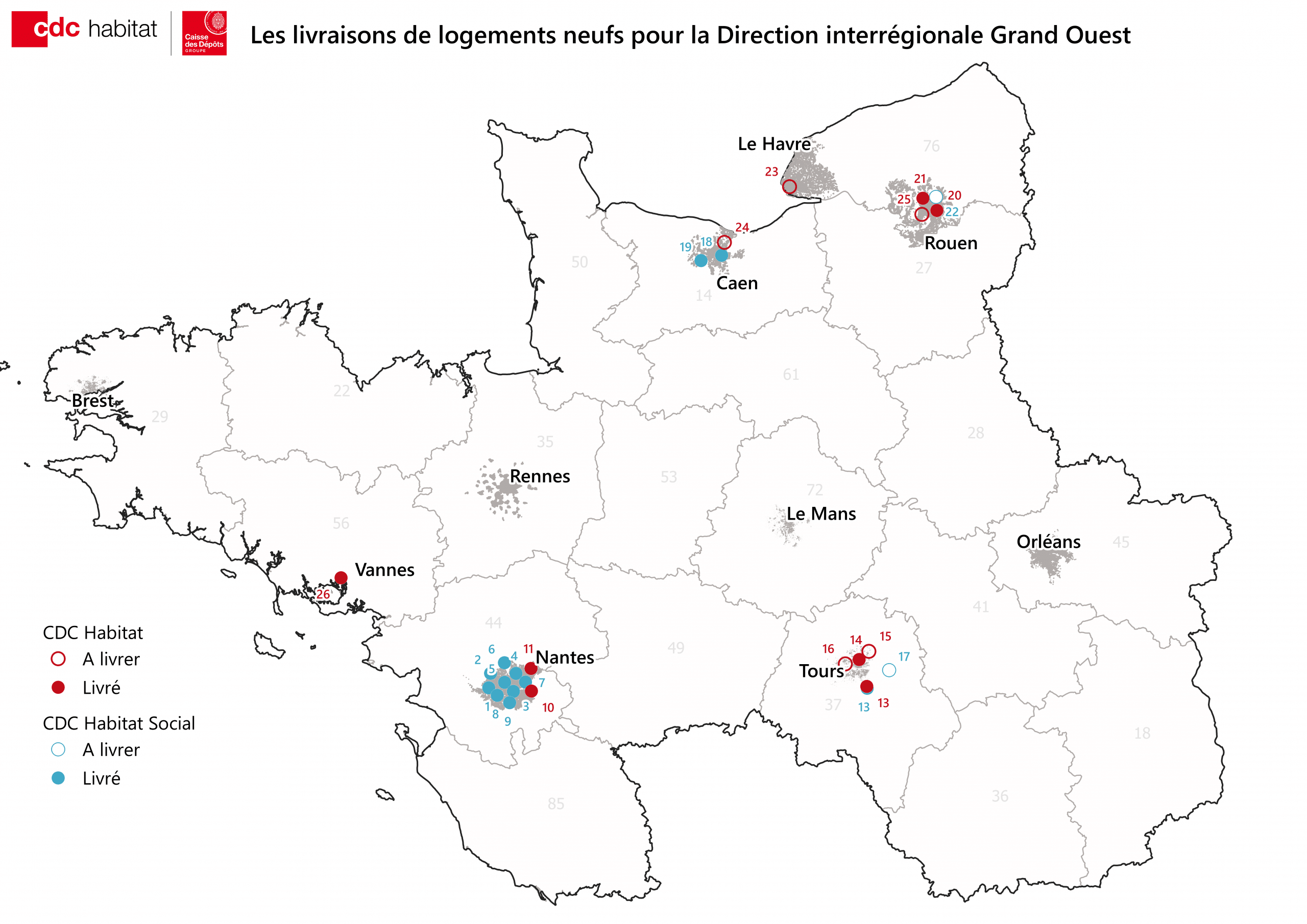 Les livraisons neuves de CDC Habitat Grand Ouest en 2021 - CDC Habitat